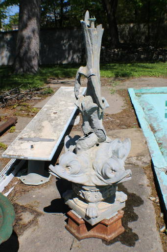 Lead Fountain With Dolphin Cast Iron Base