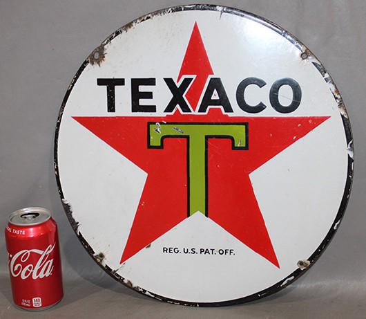 15" Antique Texaco Porcelain Sign