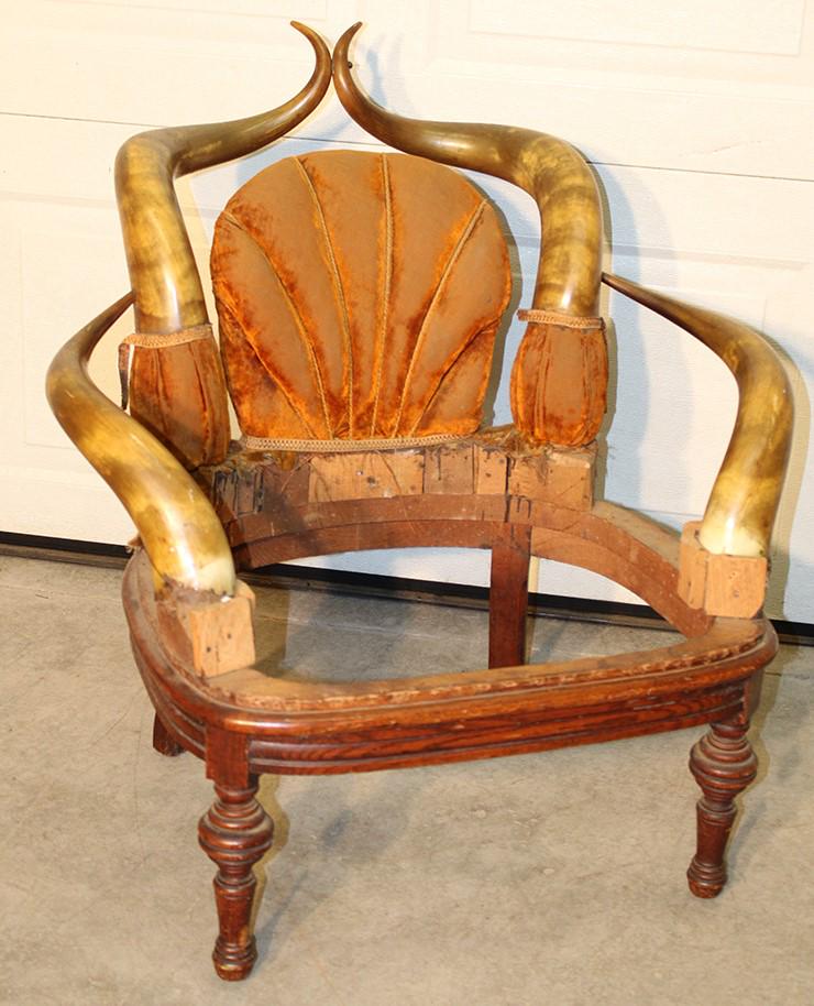 An Original 19th C. Horn Chair With An Oak Frame