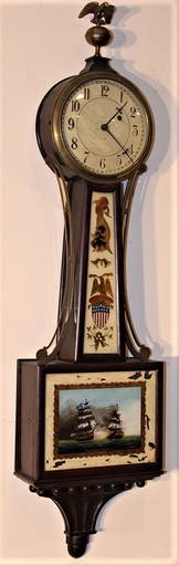 Fine Antique Signed Chelsea Weight Driven Banjo Clock (riggs Bros. Phil.)