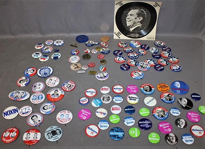 Large Group Of Vintage Political Buttons Auction