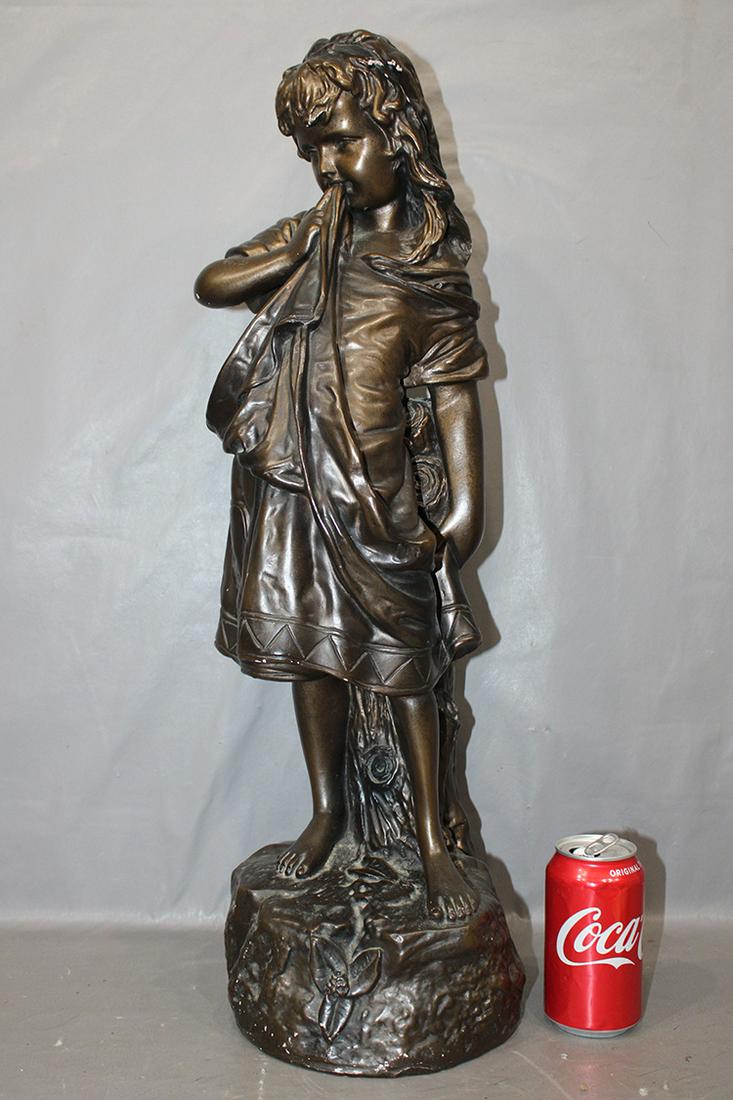 26" Antique Chalk Statue Of A Young Girl Auction