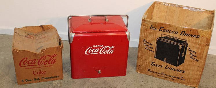 Very Clean All Original Coke Cooler And Box Plus An Additional Vintage ...