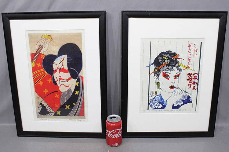 2 Hand Signed Zane Fix Oriental On Rice Paper Auction