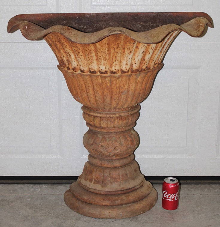 Unusual Fancy Cast Iron Half Urn Auction