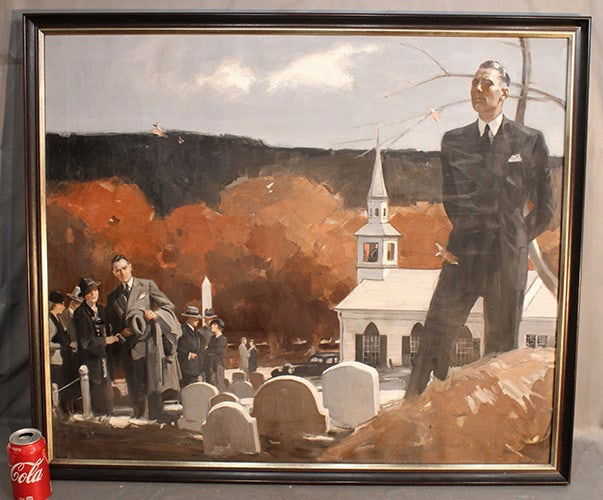 Oil On Canvas By August Bleser "a Reflective Moment" Auction