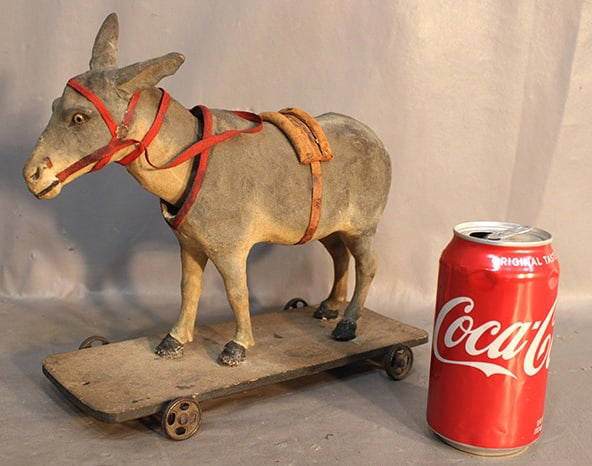 Early Bobble Head Donkey Pull Toy, All Original