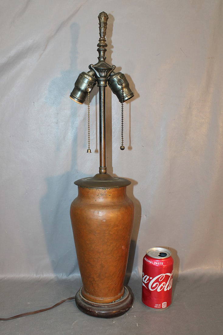 Mission Arts And Crafts Hand Hammered Copper Table Lamp Base Auction