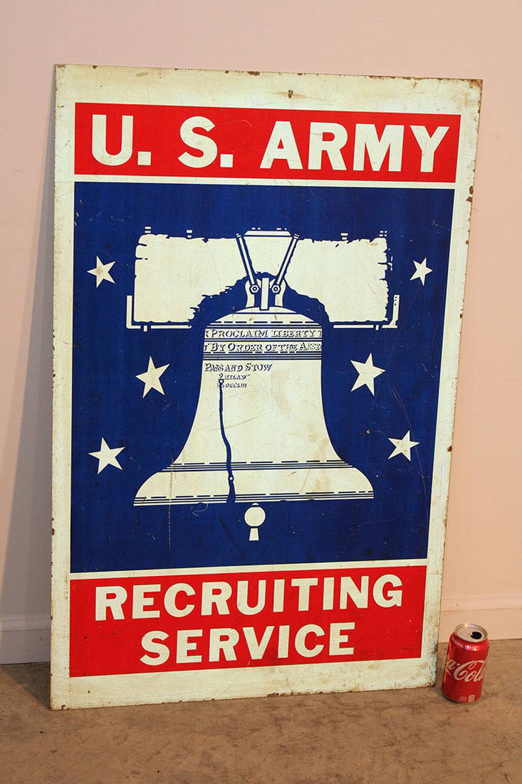 Antique Double Sided Steel U.s. Army Recruiting Sign Auction