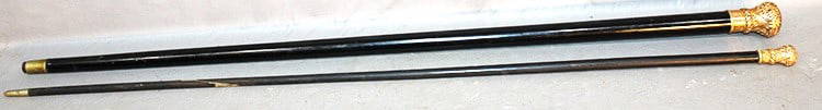 2 Of The Nicest Gold Plated Victorian Walking Sticks Auction