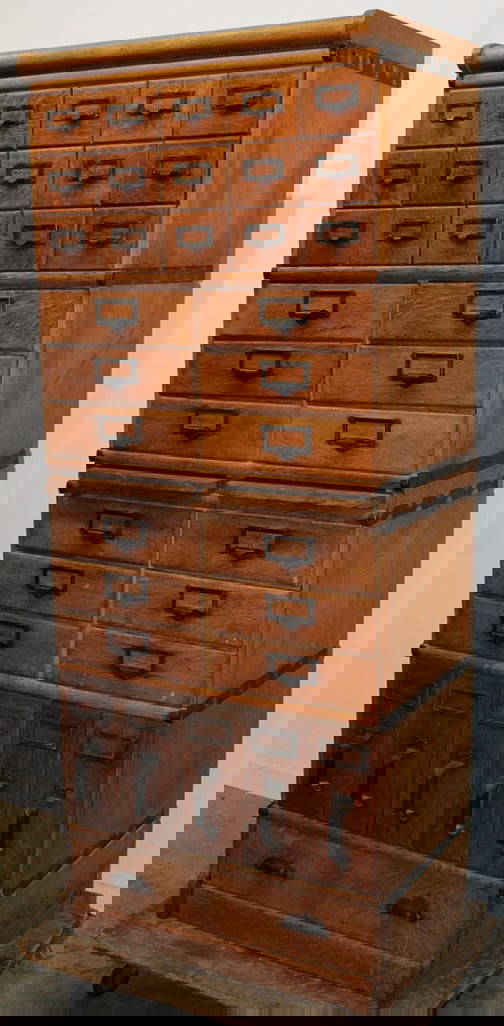 Nice 33 Drawer Oak Macey's Stacking File Cabinet Only 27" Wide. Has 15 ...