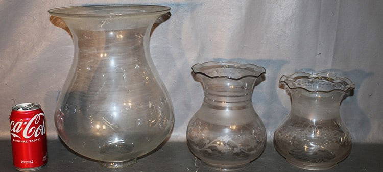 Large Victorian 12" Tall Hurricane Shade And (2) 7" Astral Lamp Shades ...