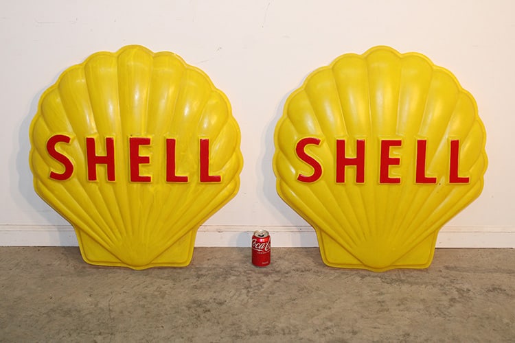 2 Large Antique "shell" Gas Signs Auction