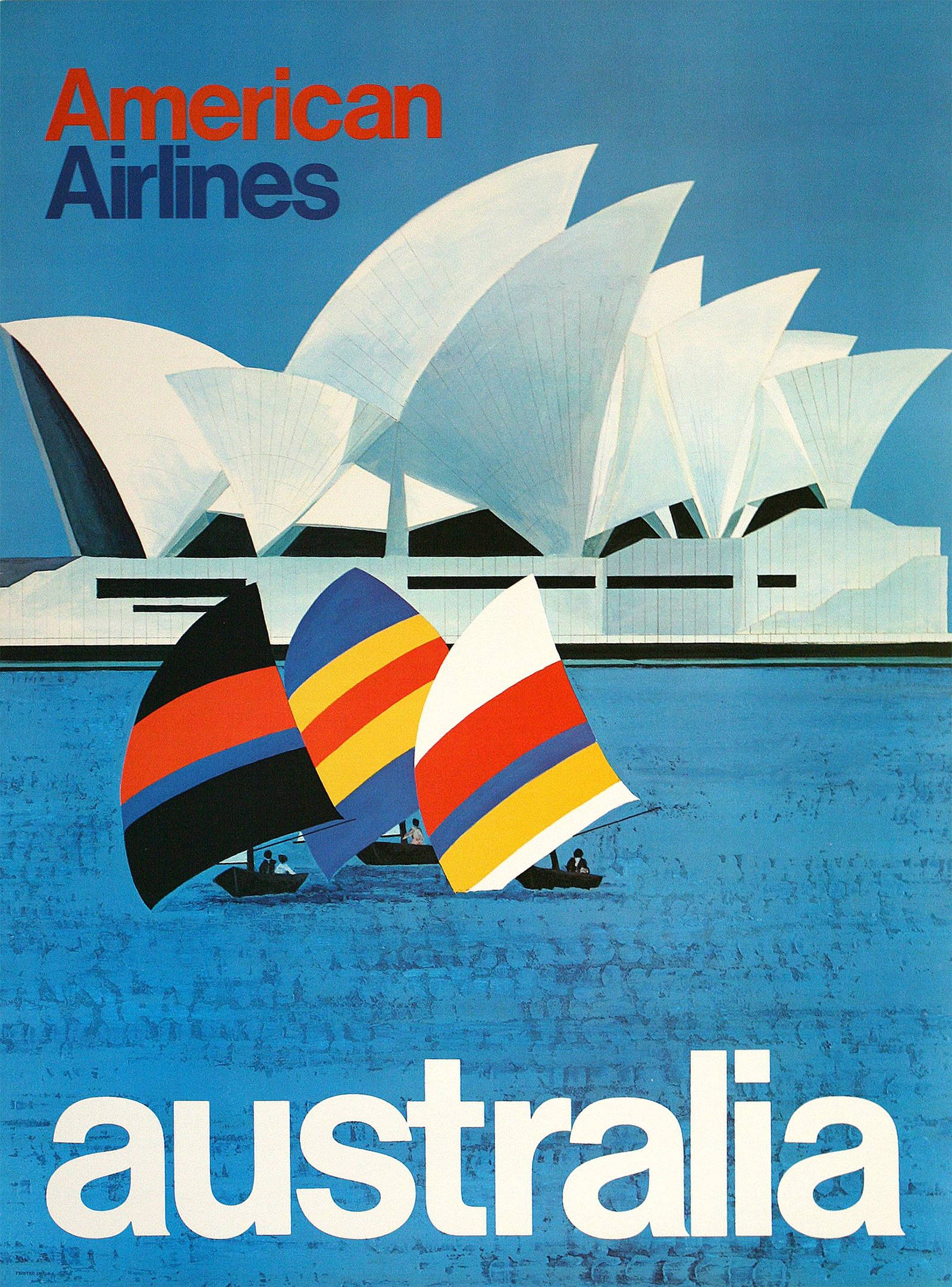 American Airlines Australia Sydney Opera House C1970 Original Vintage ...