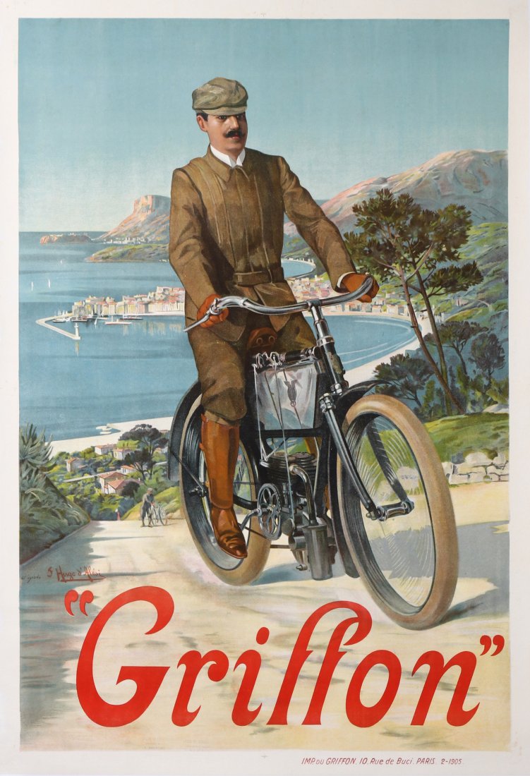 Original Vintage Griffon Bicycle Poster By Hugo D'alesi 1904 Cycle Auction