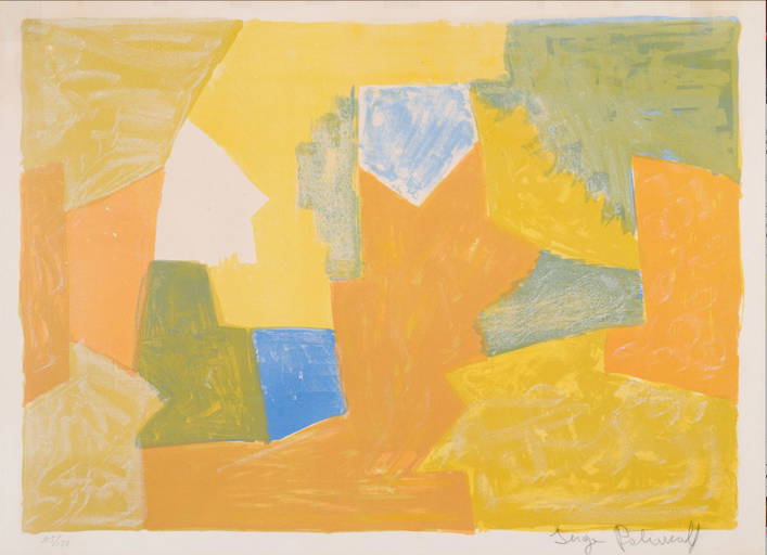 Serge Poliakoff : Composition jaune, orange et verte. 1957. hand signed ...