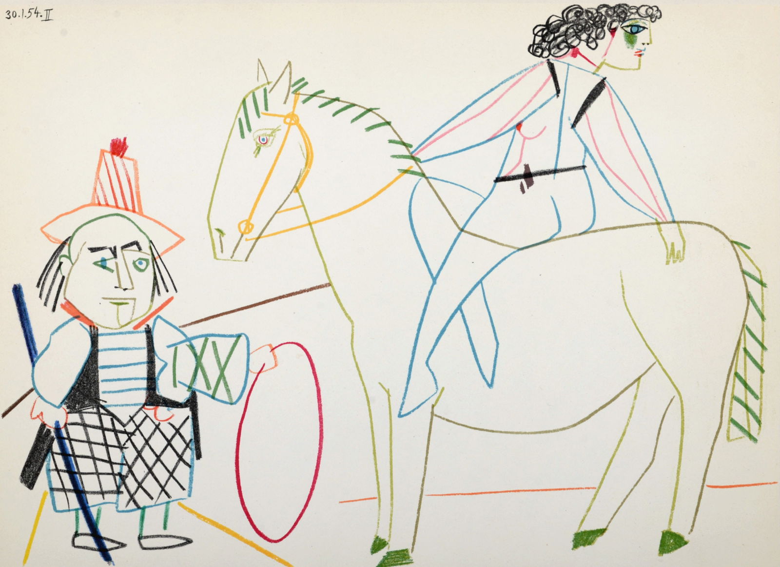 Pablo Picasso - Clown And Circus Rider, 1954 Auction