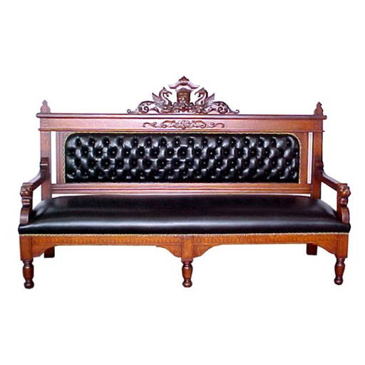 7393 Carved Quartersawn Oak Railroad Benches C. 1