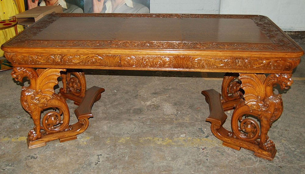 7473 Carved Griffin Library Table by R.J. Horner c.1880