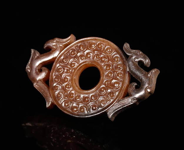 Han Jade Carved 'double Phoenix' Disc