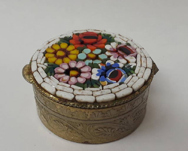 Vintage Italian Mosiac / Millefiori Pill Box