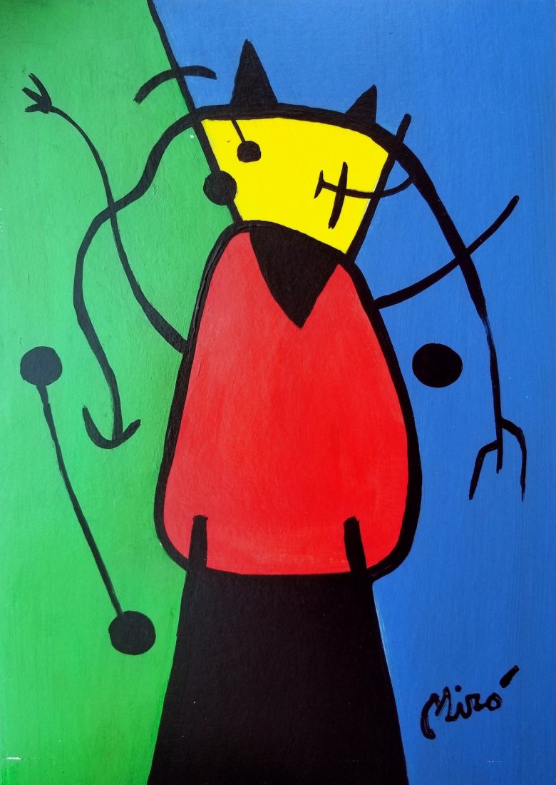 Joan Miro Mixed Media Spanish Abstract - Style of.