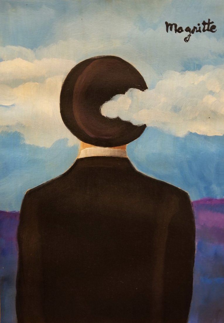 Rene Magritte hand painted drawing surrealist- Style of
