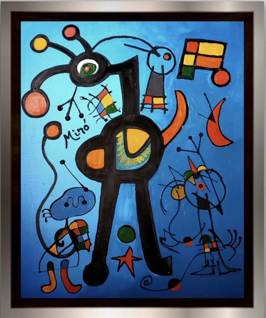Joan Miro Surrealist Abstract Figurative Oil Canvas Spanish Abstract ...