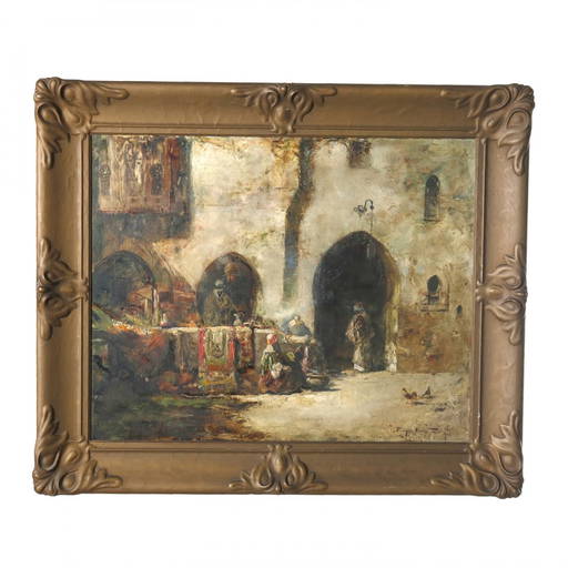 Oil On Canvas Orientalist Scene By Douglas Arthur Teed