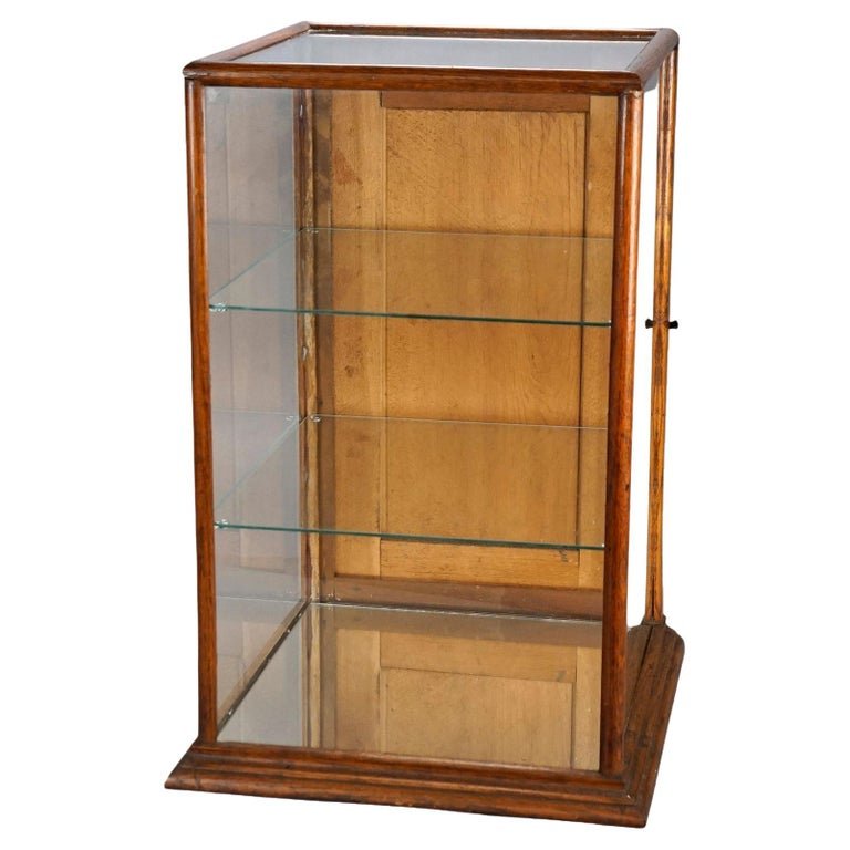 Antique Oak Table Top Country Store Mirrored Showcase Display, C1890
