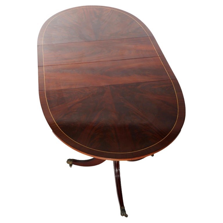 Duncan Phyfe Flame Mahogany Banded Double Pedestal Dining Table ...