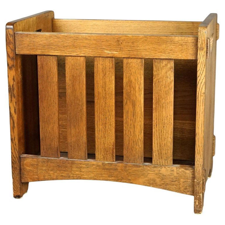 Arts & Crafts Mission Oak Magazine Rack Signed Stickley Late 20th C