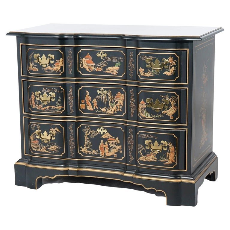 Chippendale Habersham Chinoiserie Decorated Ebonaized Block Front Chest ...