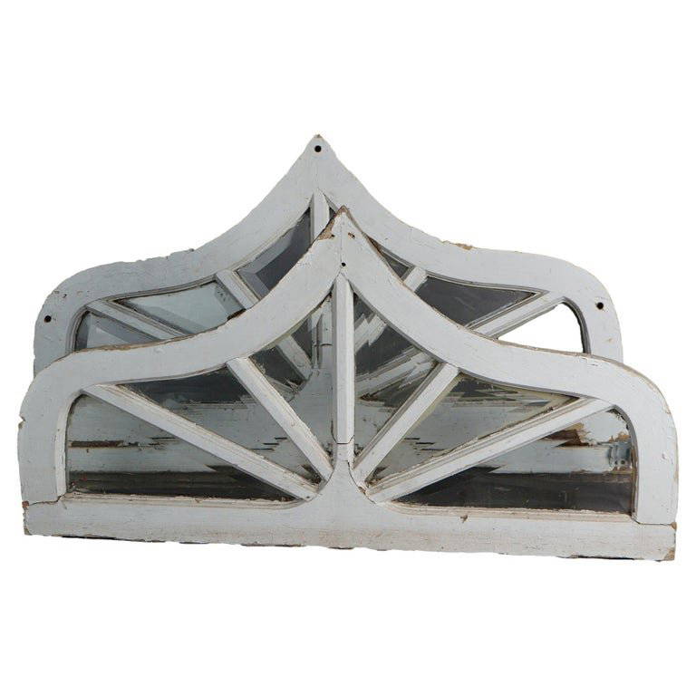 Two Antique Arts & Crafts Architectural Stylized Tear Drop Transom ...