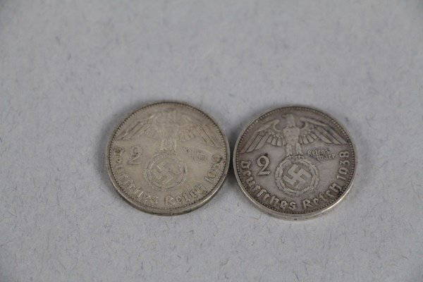Two Reichs Marks Deutsches Reich 1938 &1939