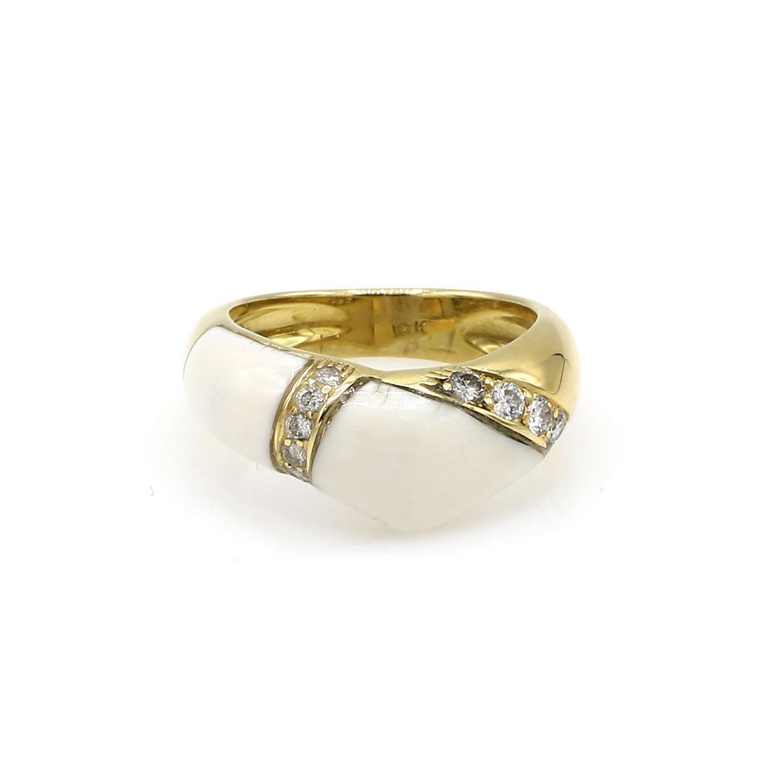 18K Yellow Gold Bone Inlay & Diamond Ring - Nov 28, 2022 | Market ...
