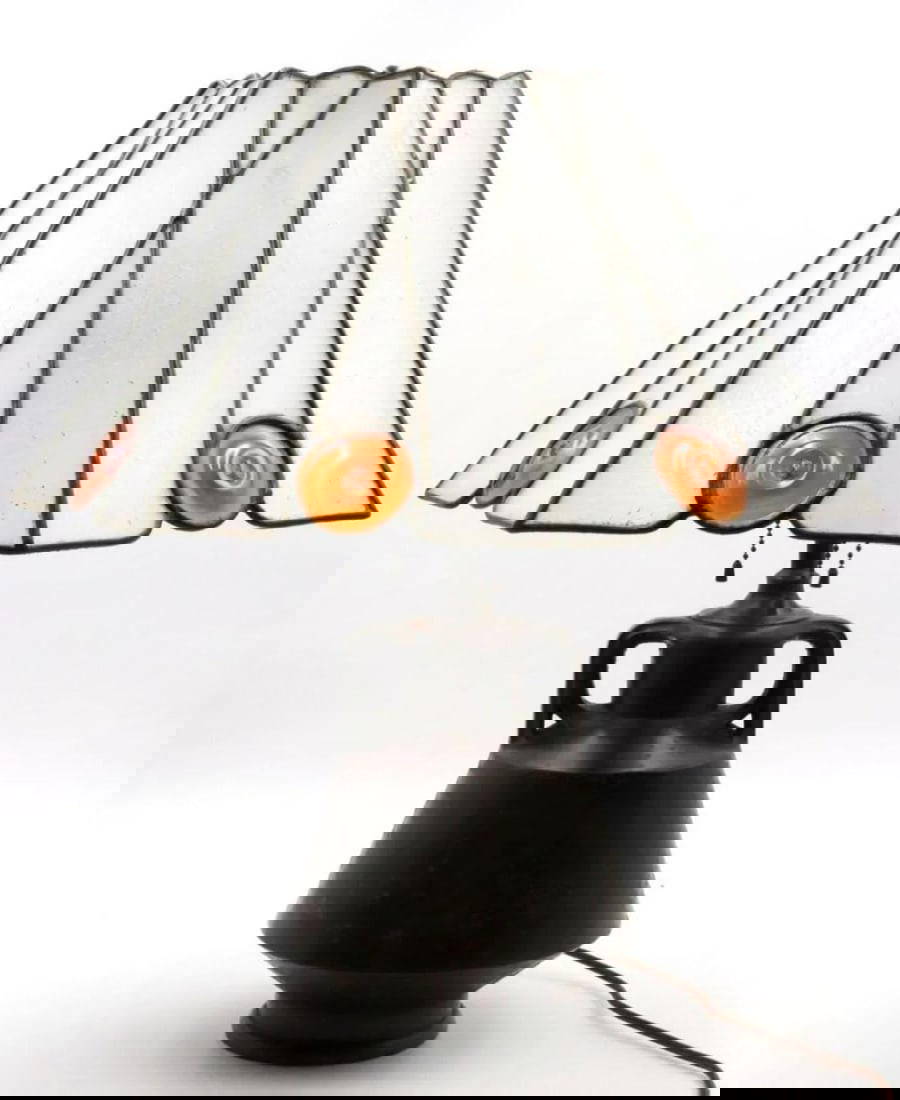 Handel Art Deco Glass & Bronze Table Lamp Auction