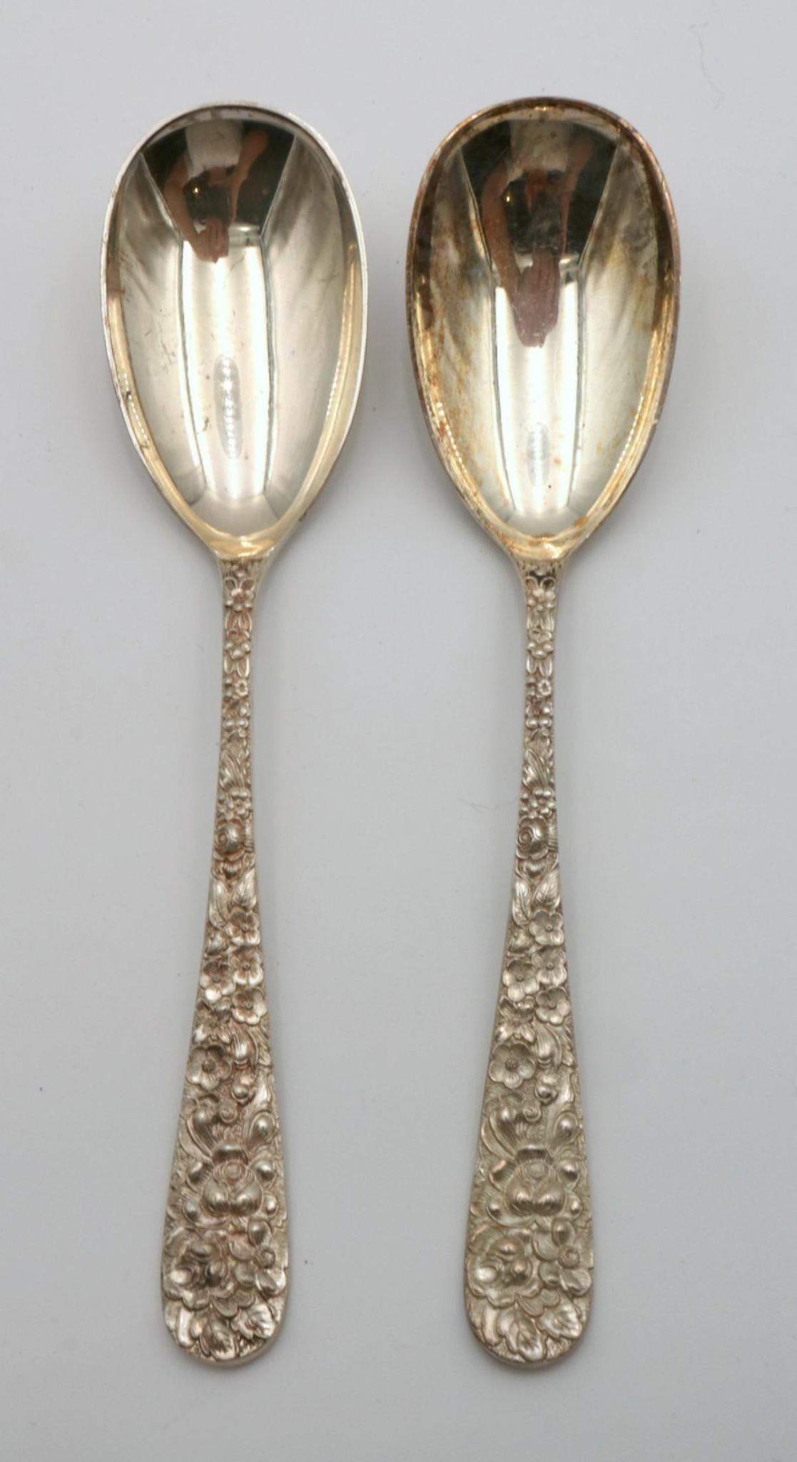 2 Pc. Stieff "repousse" Sterling Serving Spoons Auction