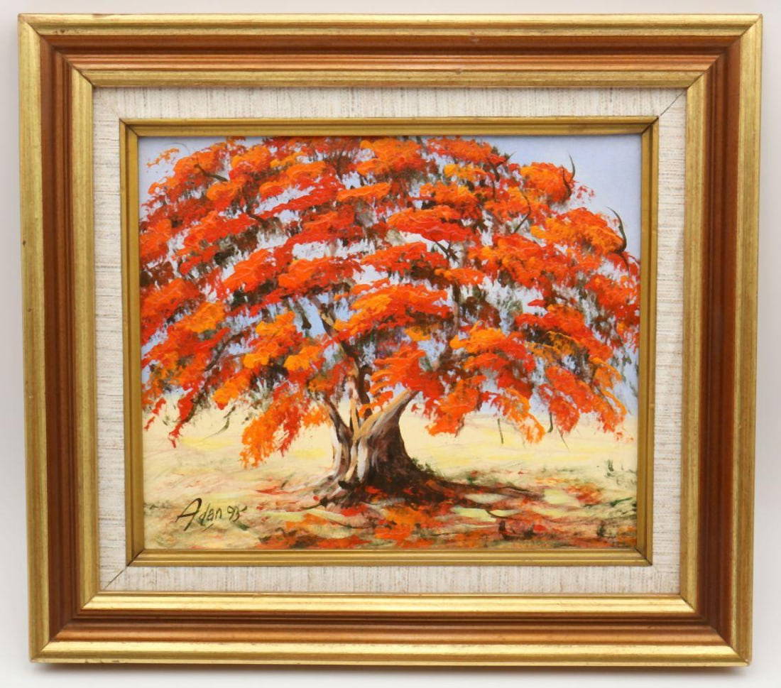 Signed Adan "tree" Oil Painting On Canvas Auction