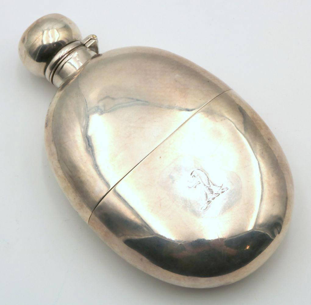 Late 19th C. George Unite Sterling Silver Flask Auction