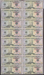 Uncut Fifty Dollar Bill Paper Currency Sheet