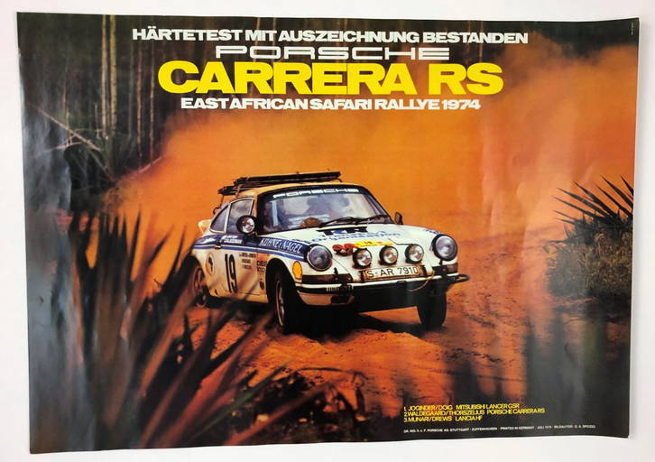 Porsche Carrera Rs East Africa Safari Rally 1974 Poster