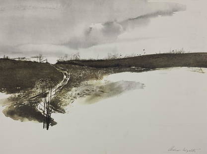 Andrew Wyeth Landscape Hand Signed Print