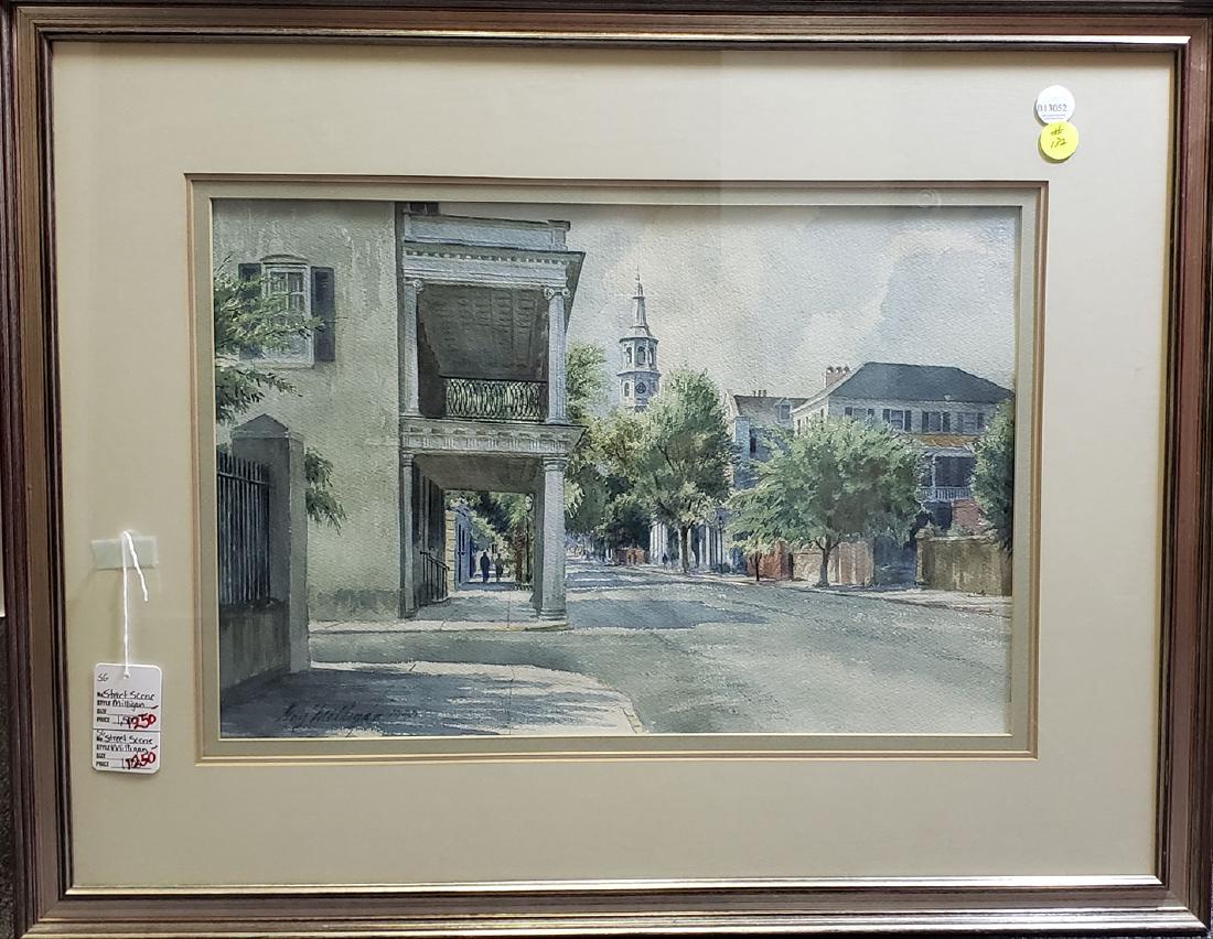 Guy Milligan Watercolor Painting of Charleston Scene