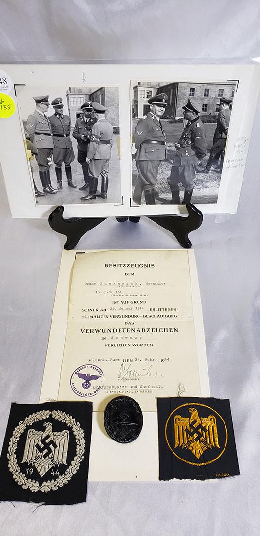 Nazi Patches, Button and Heinrich Himler Photos WWII