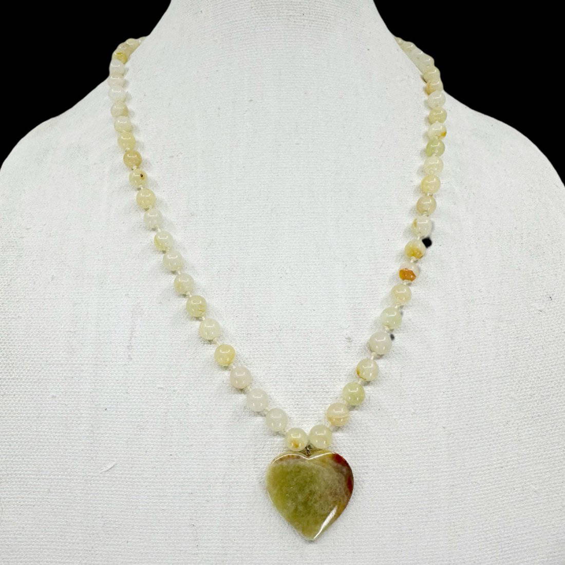 Buy Vintage Alabaster Heart Pendant Bead Necklace Sku-2018 | Germau In Ny