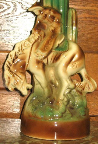 232: Vintage Western Cowboy Bronco Pottery Table Lamp