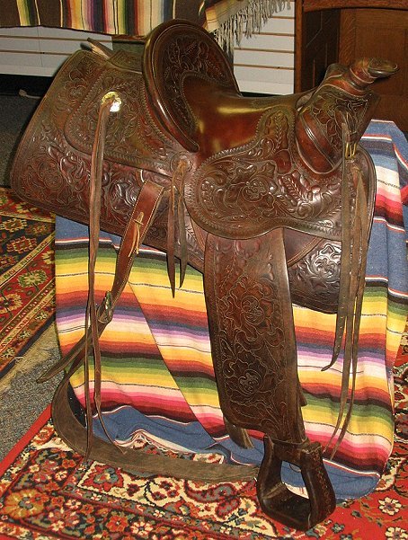 254: 1944 Hamley High Back Tooled Western Saddle