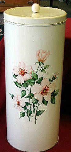 1940s Vintage Floral Metal Lingerie Hamper