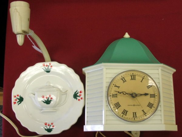 Vintage Kitchen Wall Light & Clock